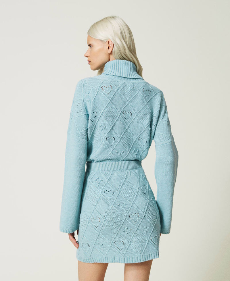 Treeblend yarn miniskirt with handmade embroidery Woman, Light blue ...