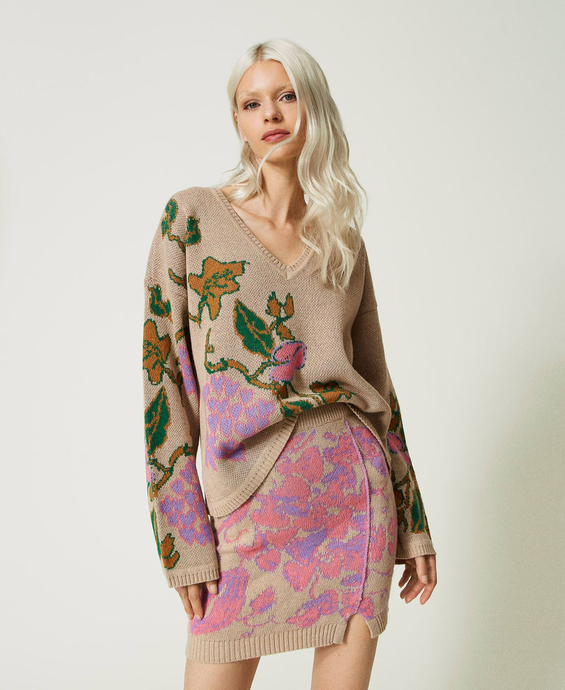 Treeblend yarn jacquard mini skirt Woman, Patterned | TWINSET Milano