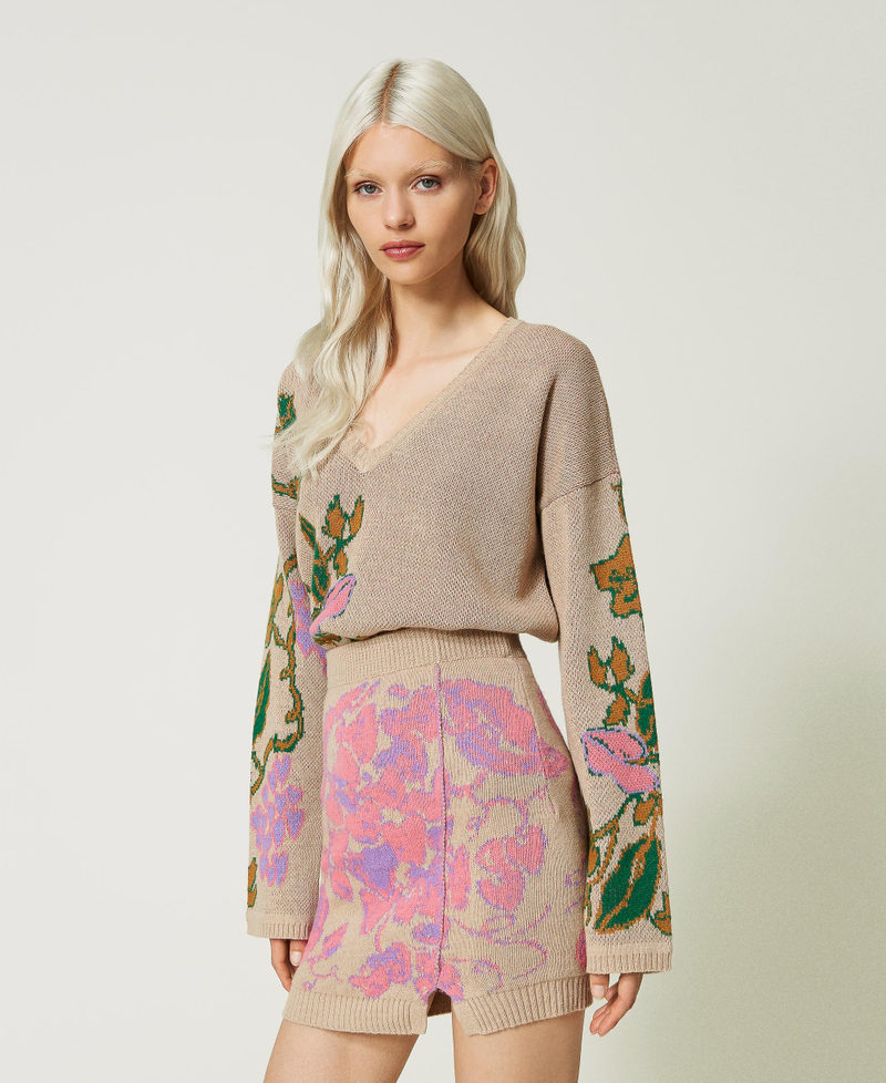 Minifalda de jacquard en tejido Treeblend Mujer, Estampado | TWINSET Milano