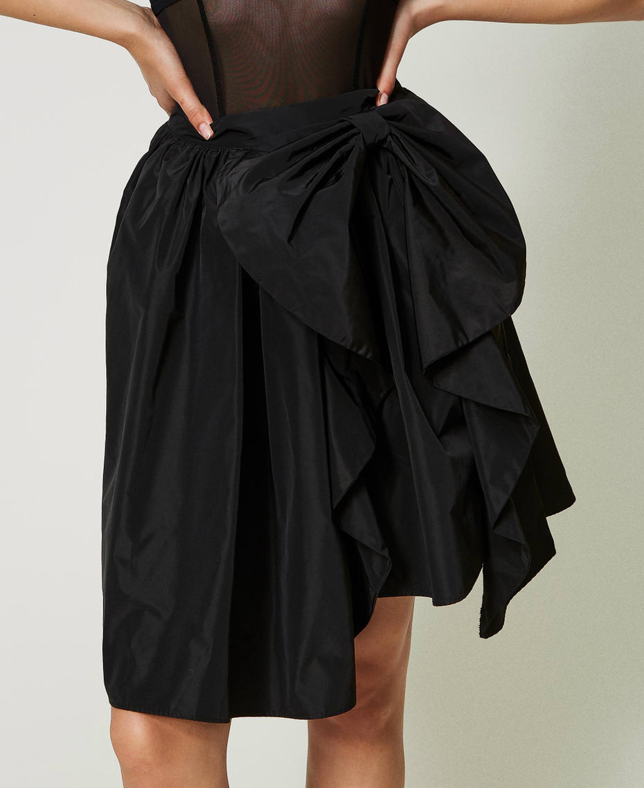 Taffeta miniskirt with bow Woman, Black | TWINSET Milano