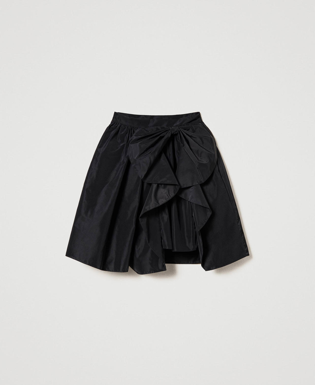 Taffeta miniskirt with bow Woman, Black | TWINSET Milano