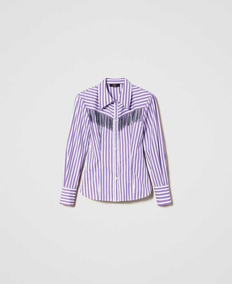 Camicia a righe con cotone organico Donna, Viola | TWINSET Milano