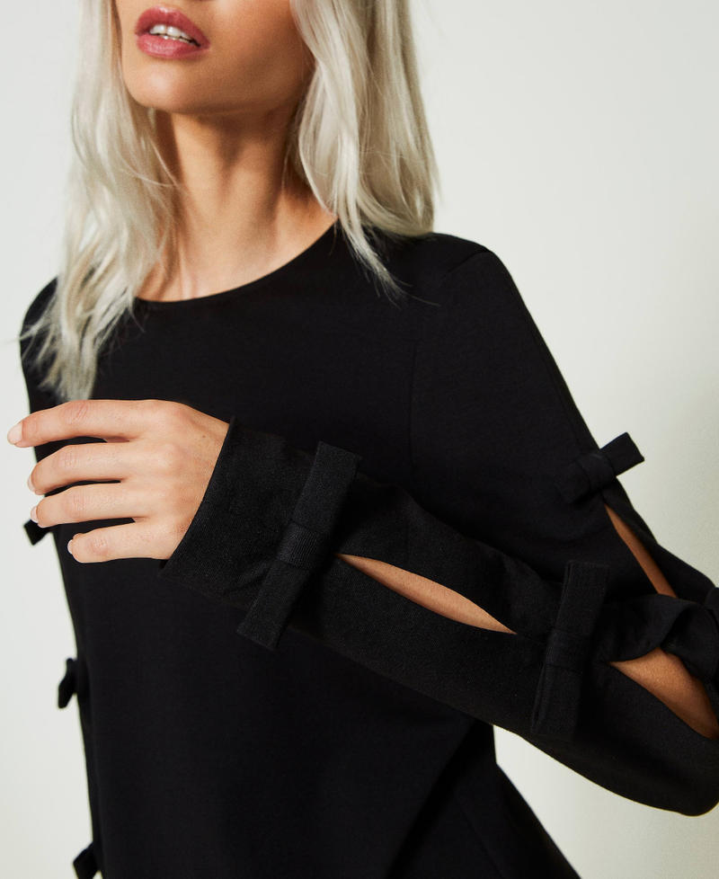 Abito corto con fiocchetti Donna, Nero | TWINSET Milano