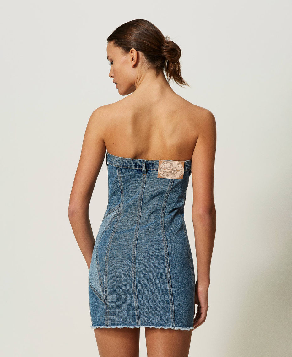 Short denim dress with star Woman, Blue | TWINSET Milano