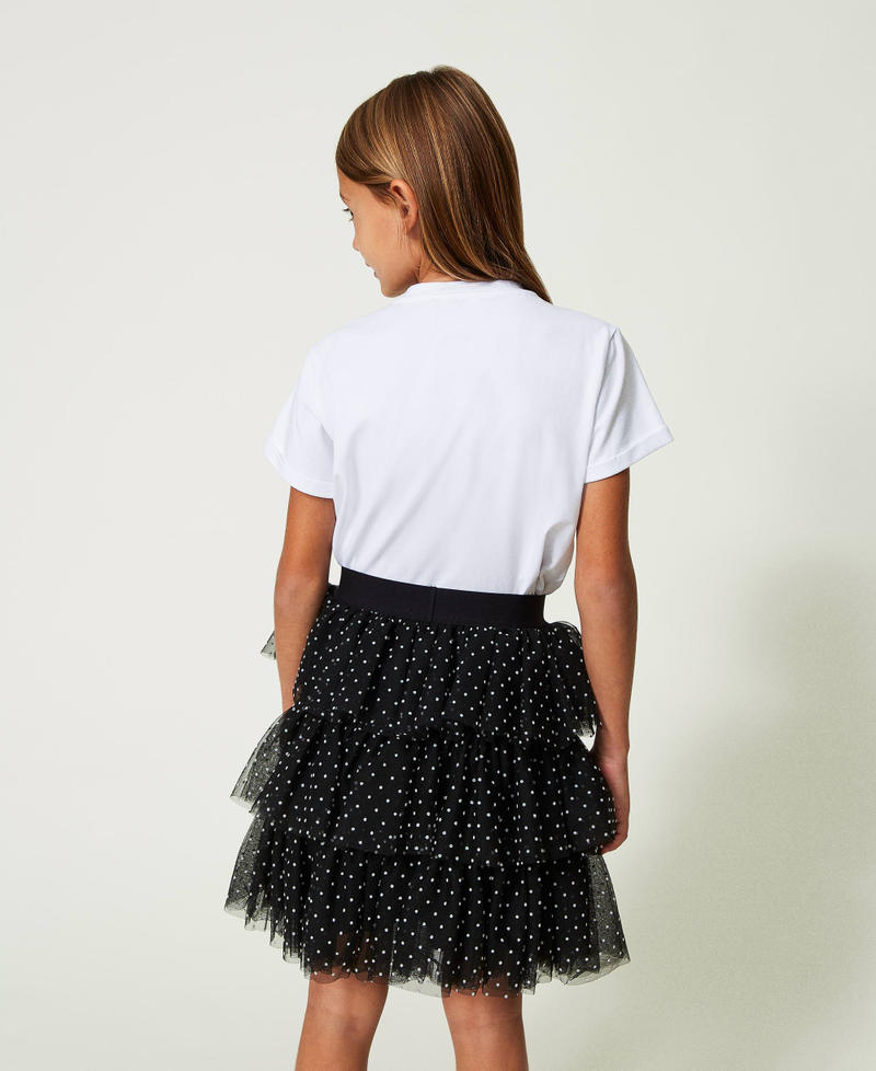 Jupe courte en tulle à pois Fille, Noir | TWINSET Milano