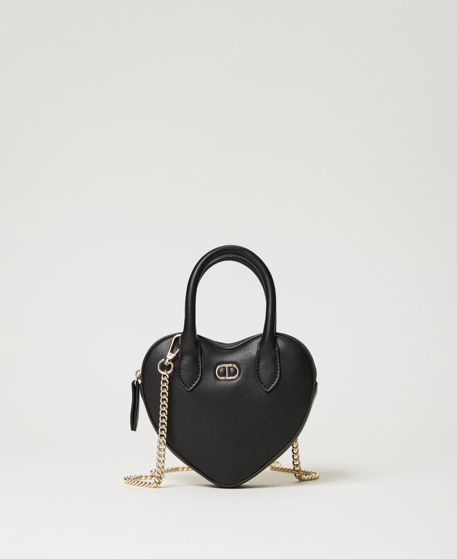Bolso bandolera con corazón y logotipo Niña, Negro | TWINSET Milano