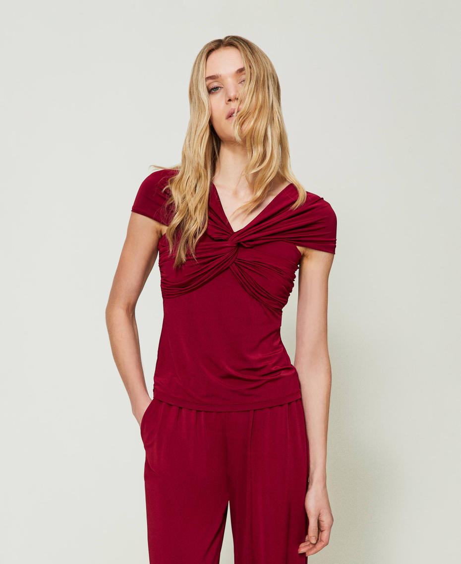 Top ceñido drapeado Mujer, Rojo | TWINSET Milano
