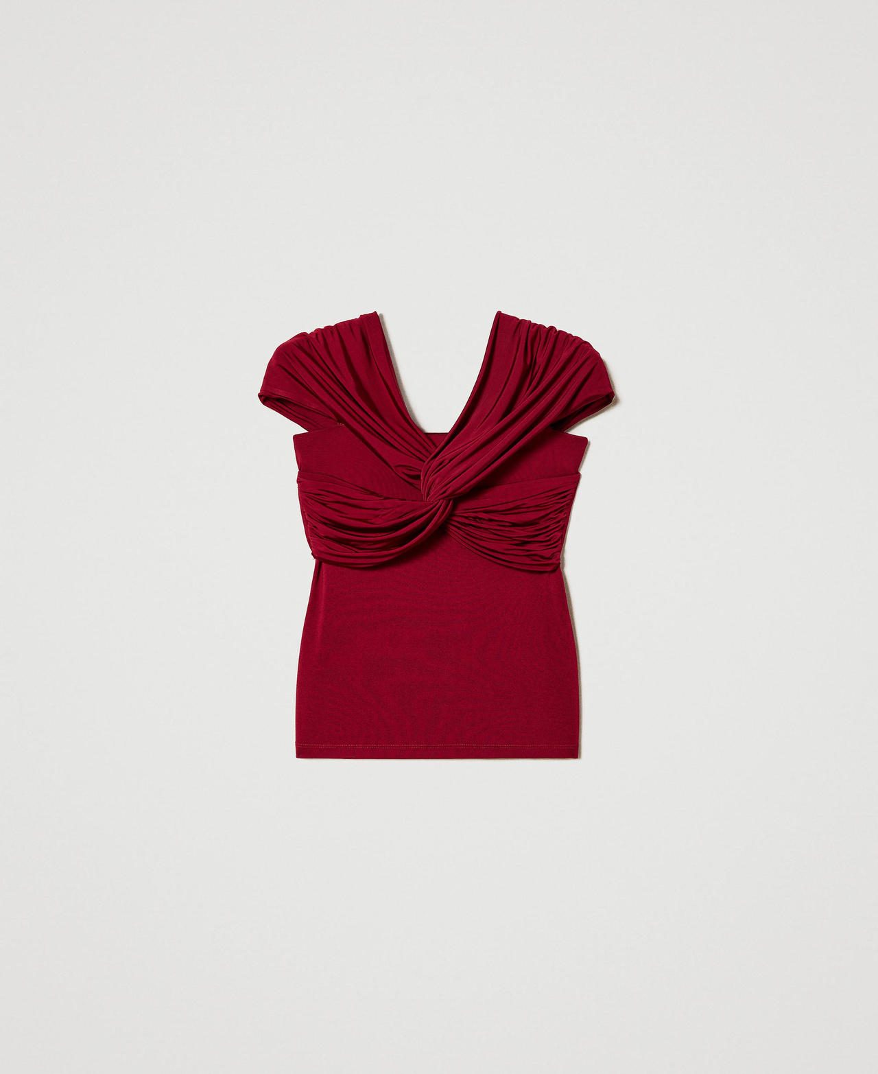 Top ceñido drapeado Mujer, Rojo | TWINSET Milano