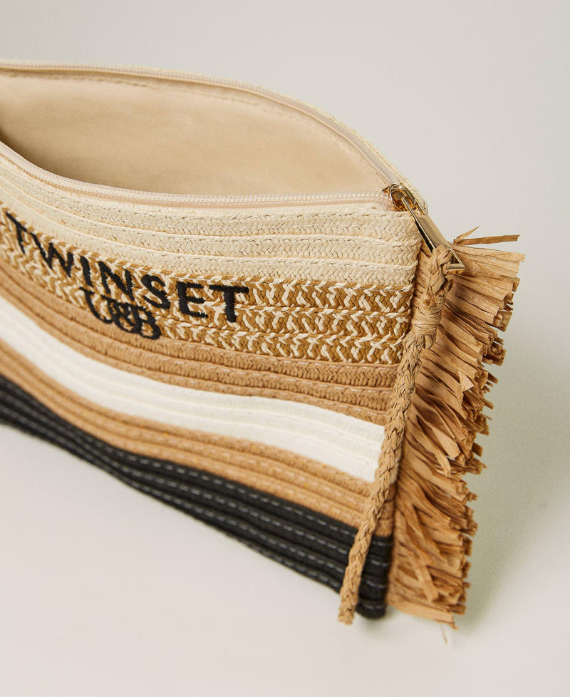 Bolso de paja con flecos Mujer, Marrón | TWINSET Milano