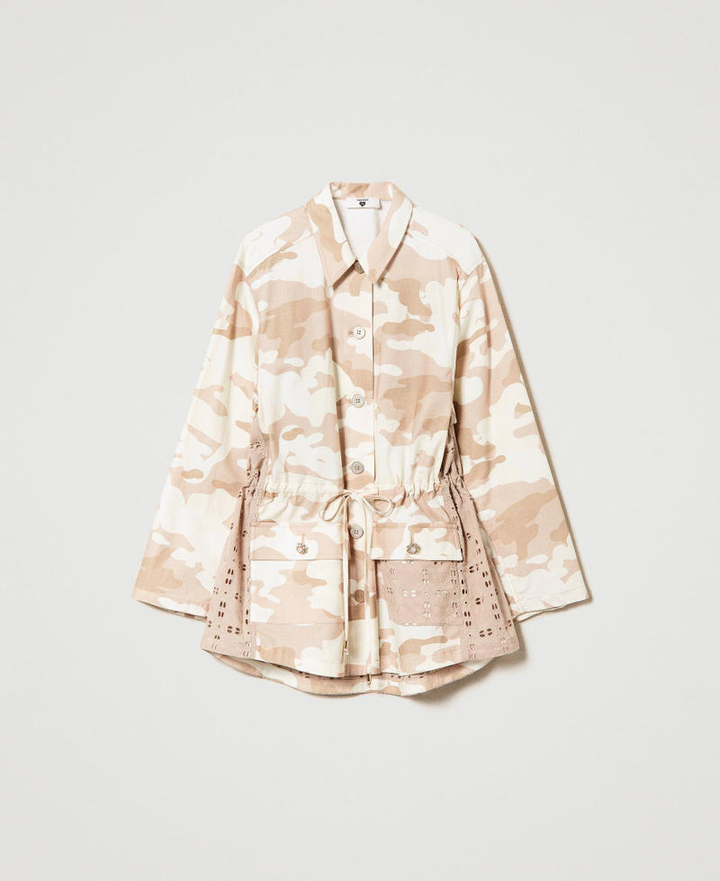 Giacca sahariana a stampa camouflage Donna, Beige | TWINSET Milano