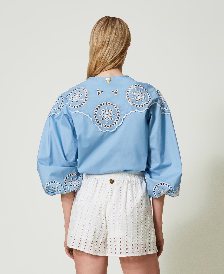 Shorts in sangallo con coulisse Donna, Bianco | TWINSET Milano