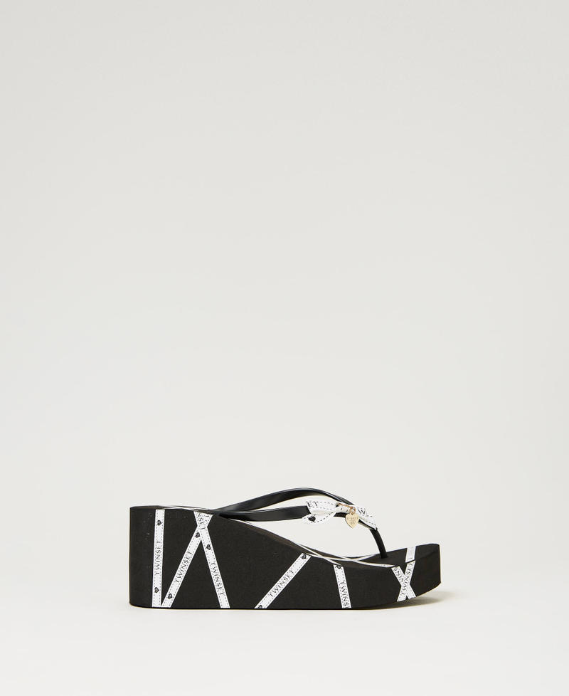 Sandalias de plataforma con chanclas Mujer, Negro | TWINSET Milano
