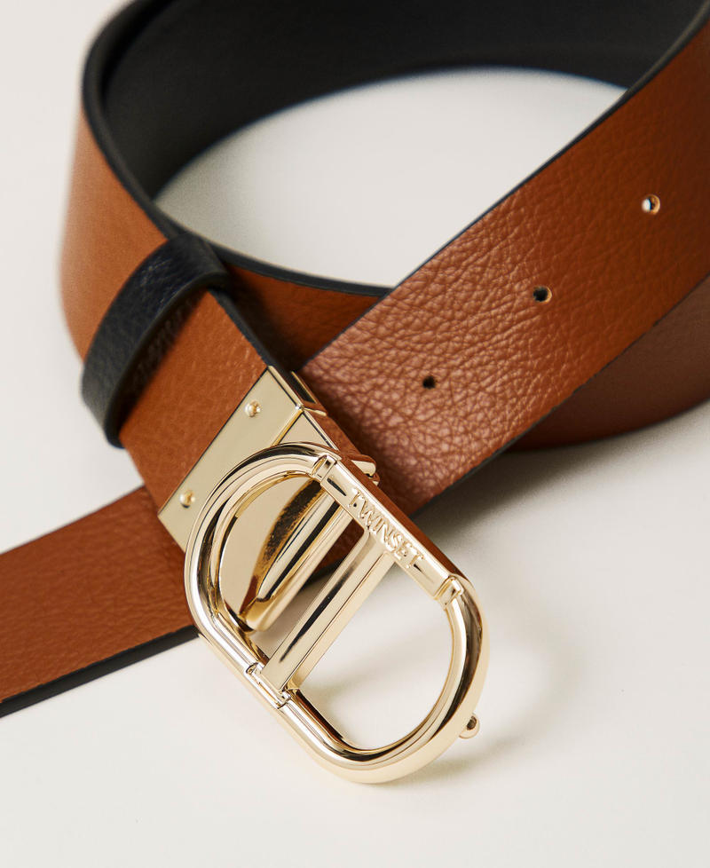 Reversible belt with snap Oval T buckle Woman, Black | TWINSET Milano