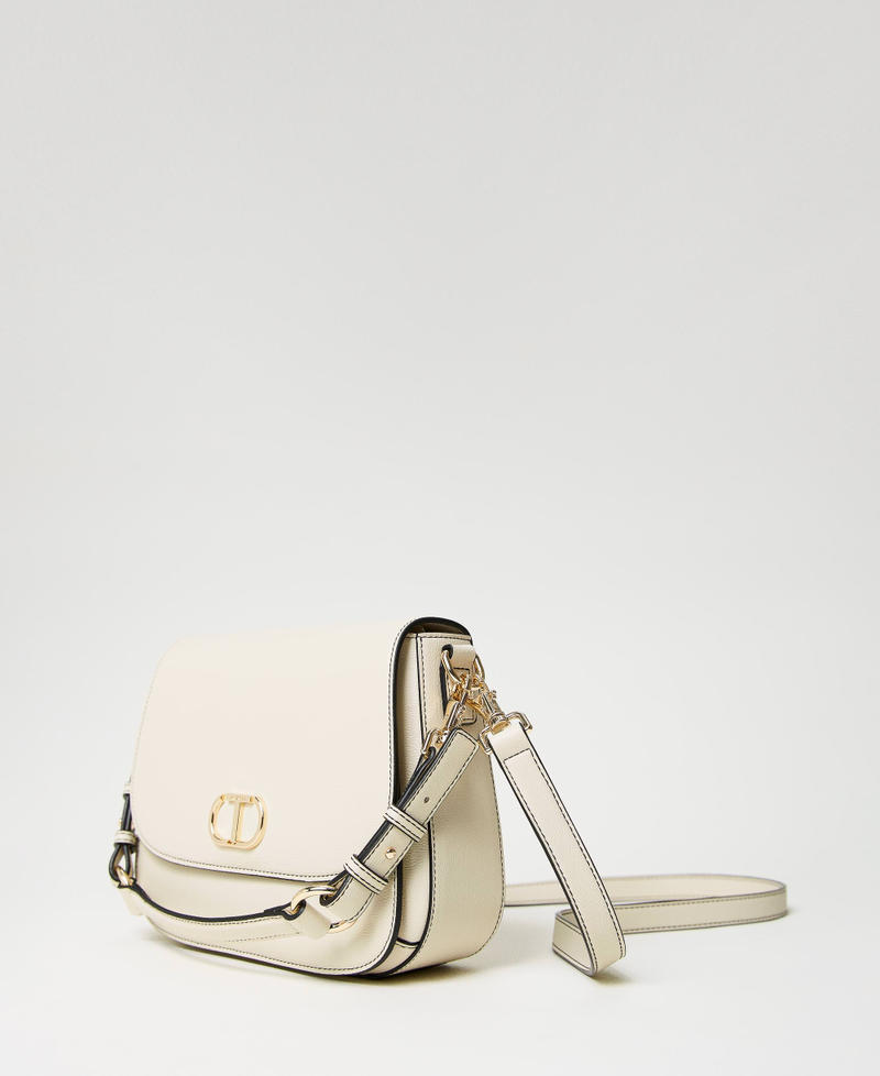 Double shoulder bag with flap and Oval T Woman, White | TWINSET Milano