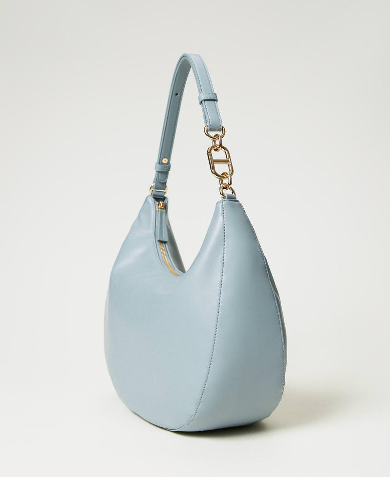 Large ‘Croissant’ bag with Oval T closure Woman, Light blue | TWINSET ...