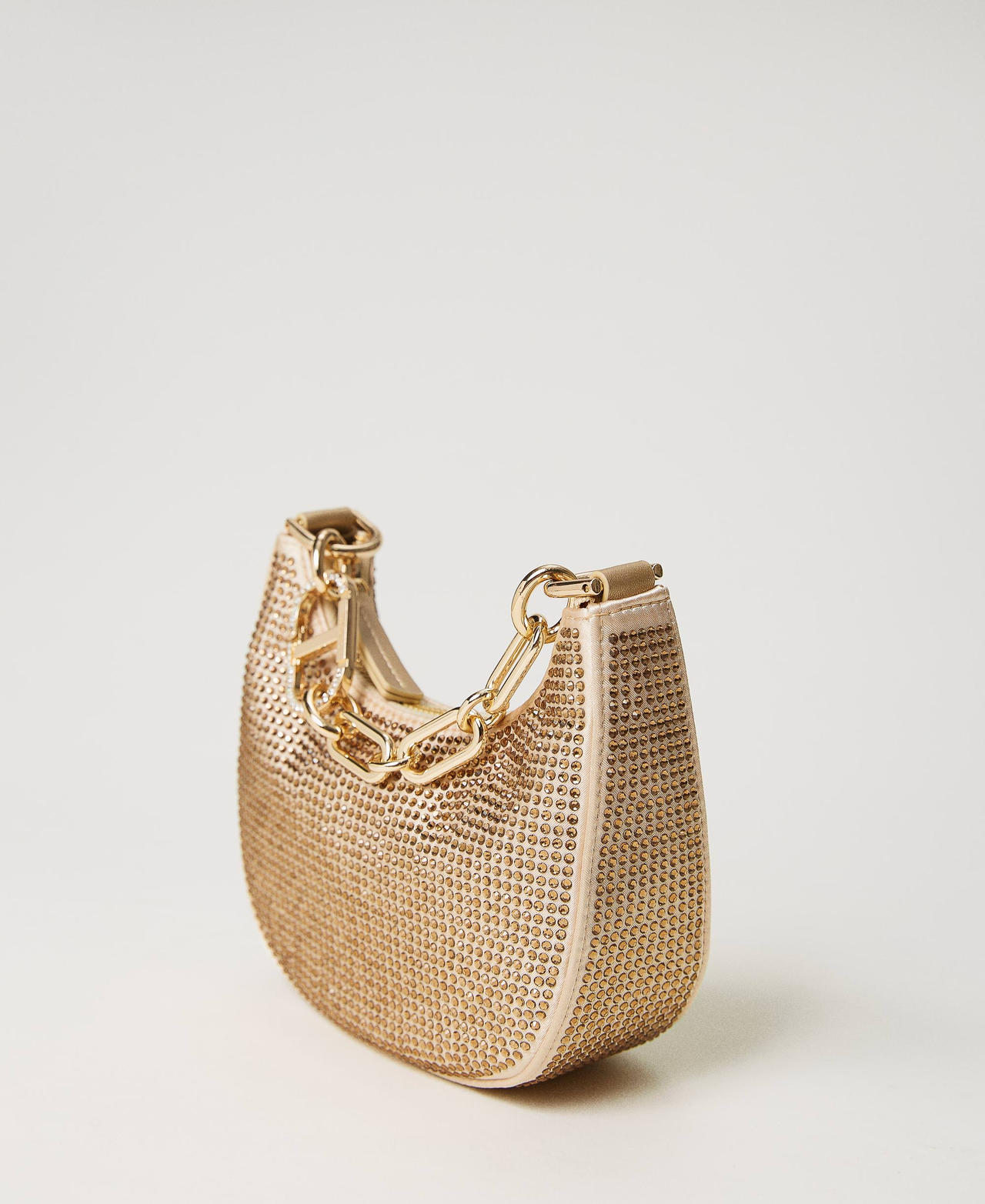 Bolsa de fiesta «Mini Croissant» con Oval T Mujer, Oro | TWINSET Milano