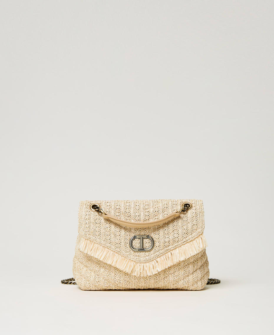 Borsa a tracolla ‘Dreamy’ in rafia jacquard Donna, Beige | TWINSET Milano