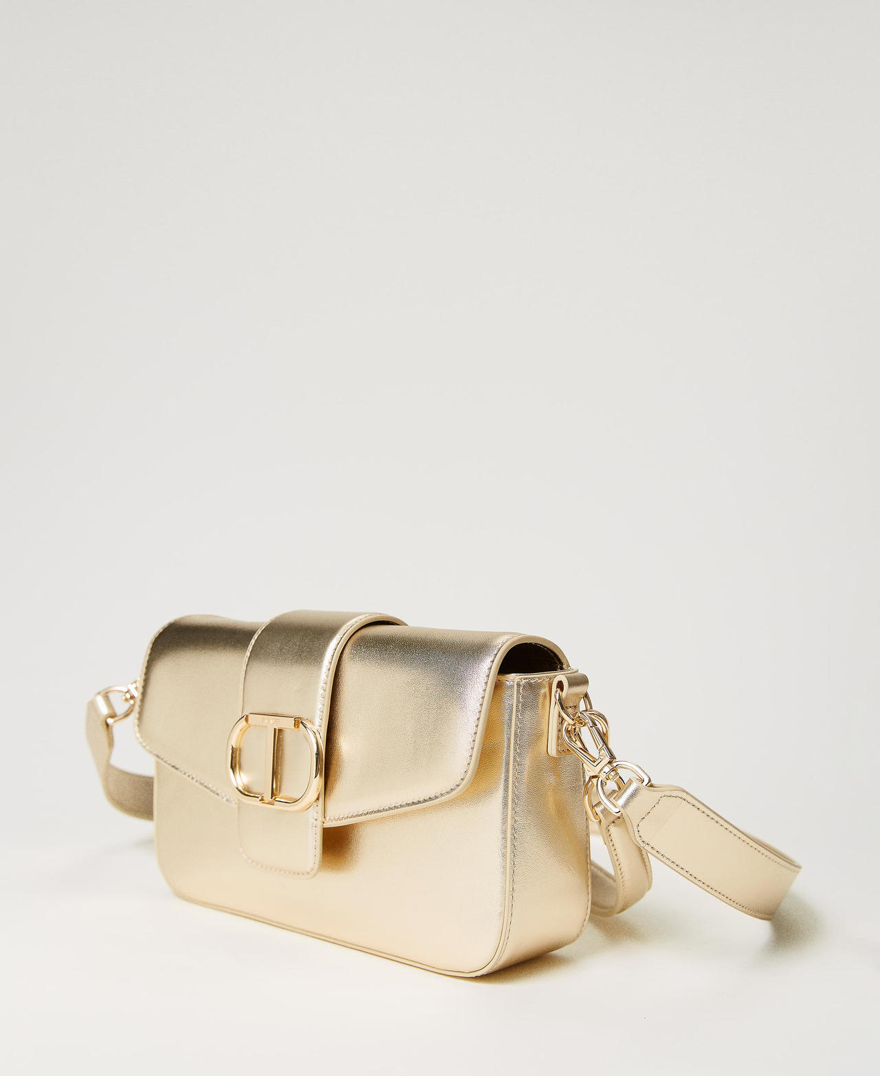 'Amie' leather shoulder bag Woman, Gold | TWINSET Milano