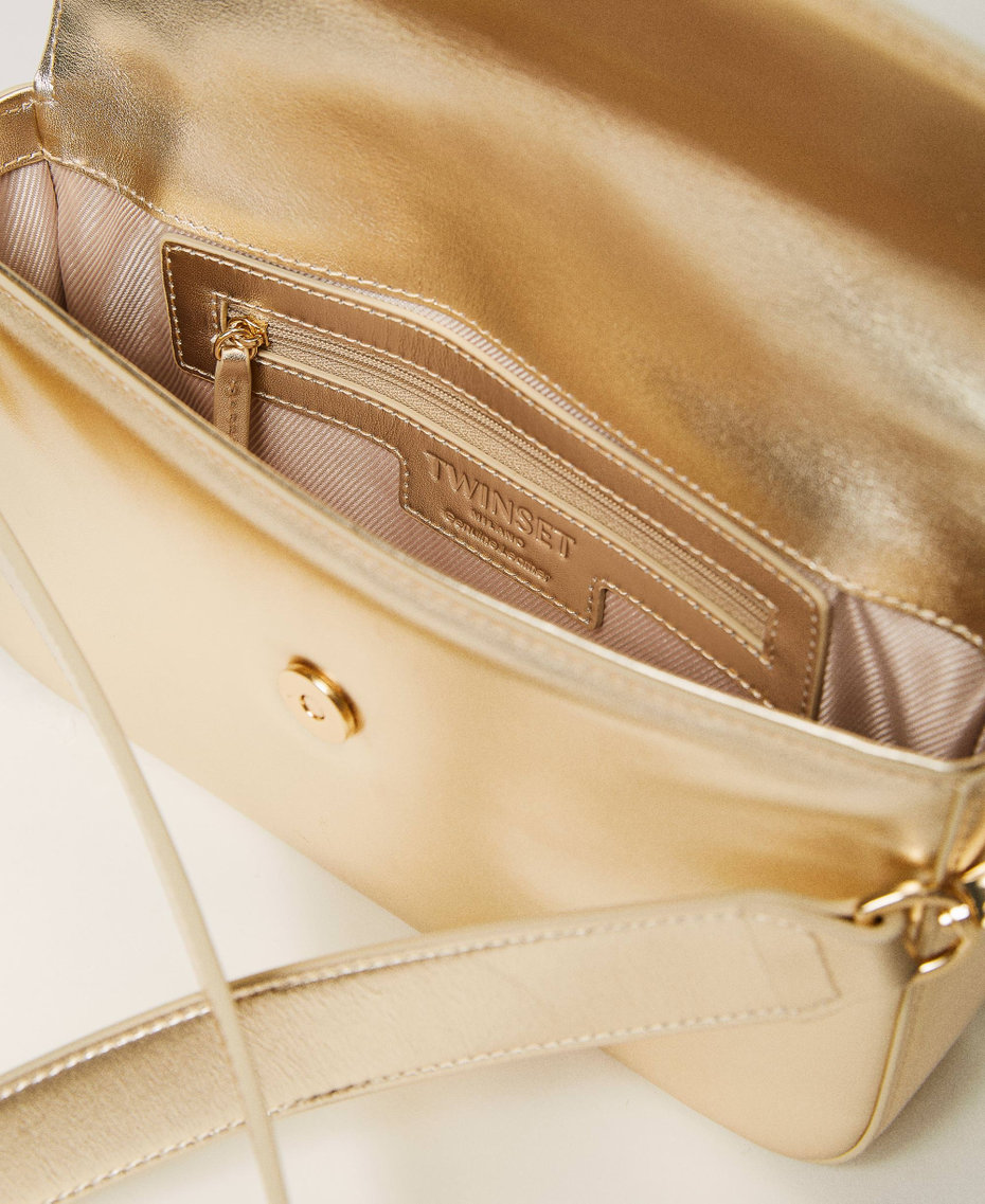 'Amie' leather shoulder bag Woman, Gold | TWINSET Milano