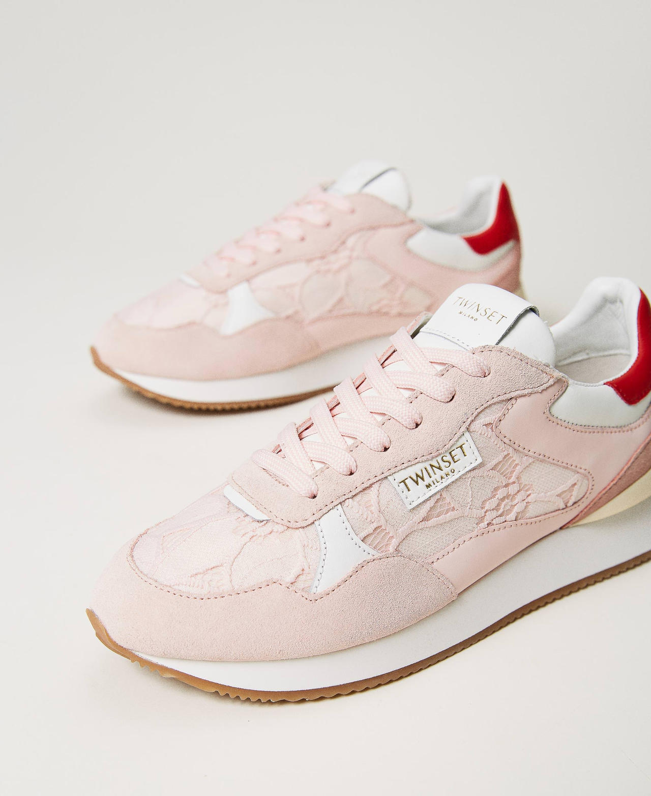 Trainers with lace inserts Woman, Pink | TWINSET Milano