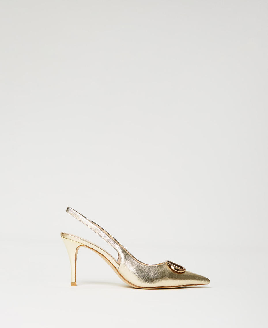Escarpins slingbacks en cuir Femme, Or | TWINSET Milano