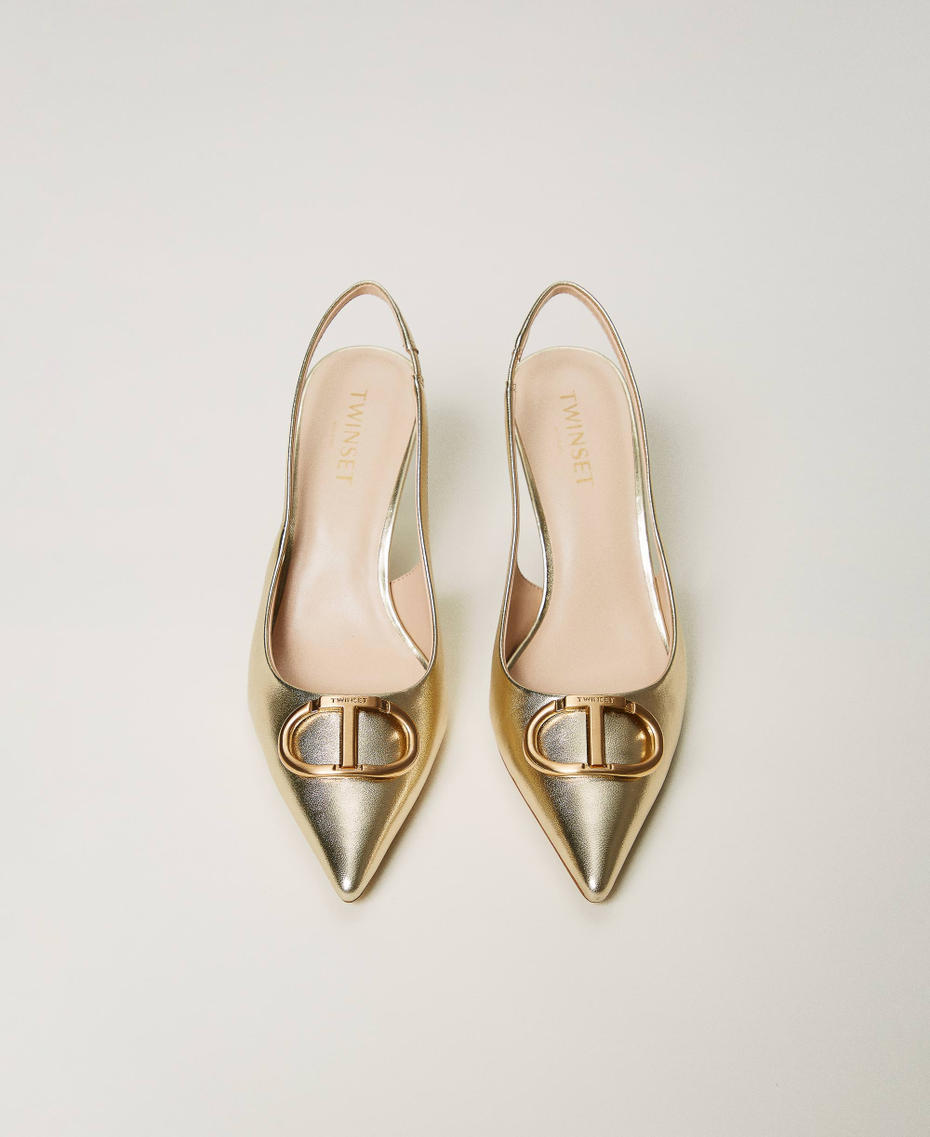 Escarpins slingbacks en cuir Femme, Or | TWINSET Milano