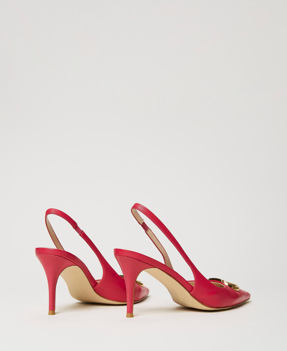 Leather sling back court shoes Woman, Fuchsia | TWINSET Milano