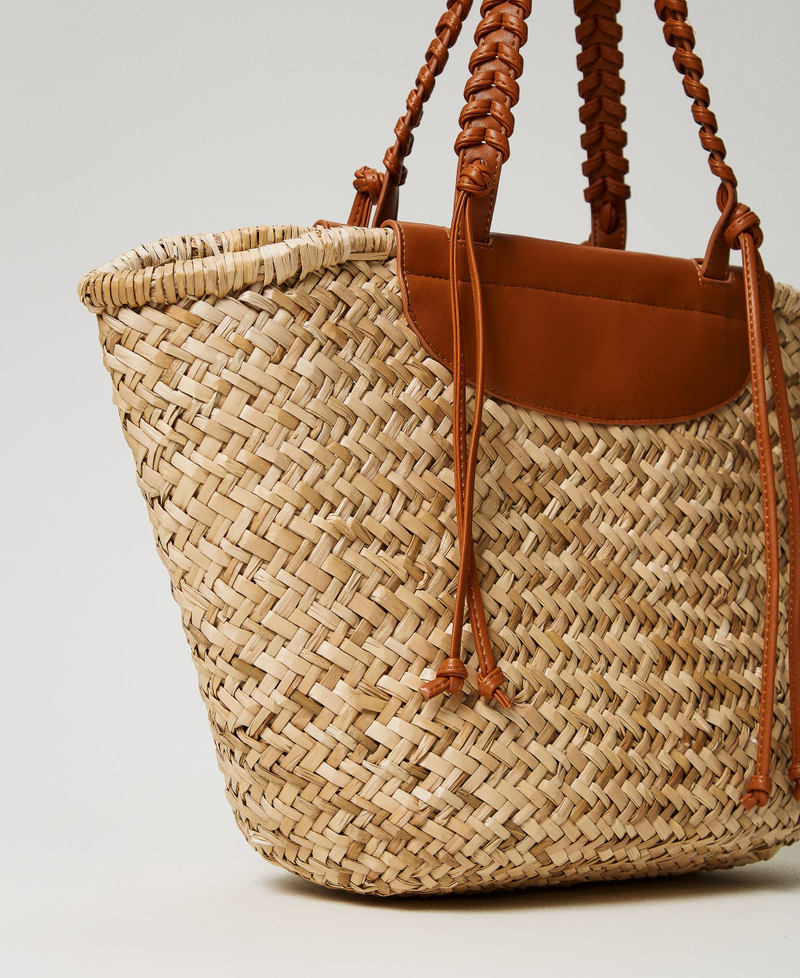 Cabas en paille tressée Femme, Marron | TWINSET Milano