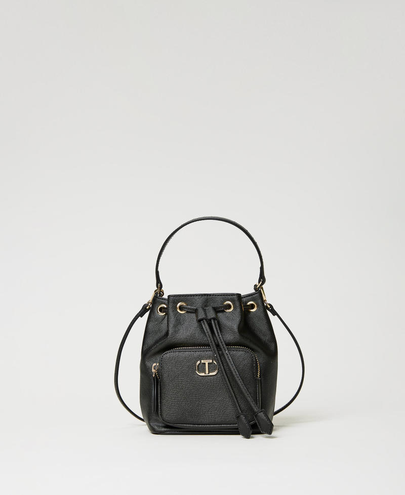 Mini bucket bag with Oval T Woman, Black | TWINSET Milano