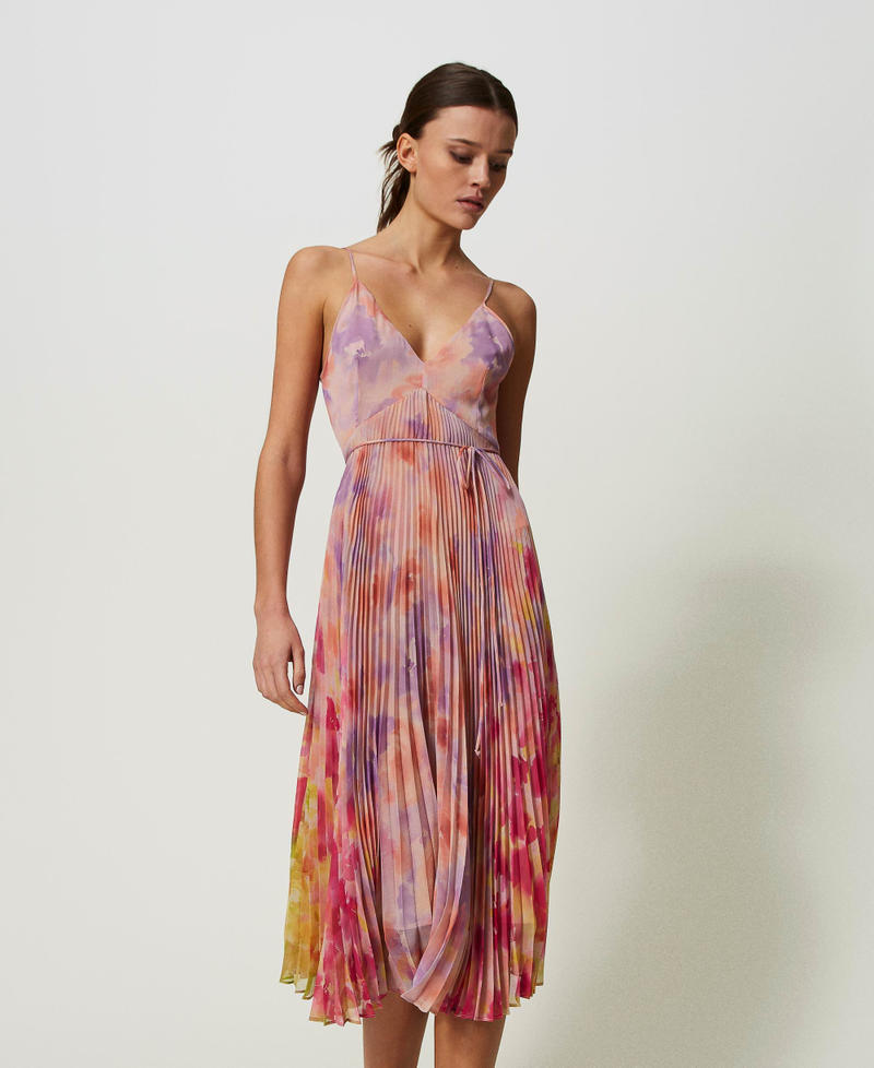 Midikleid aus Krepon mit Blumendessin Frau, Gemustert | TWINSET Milano