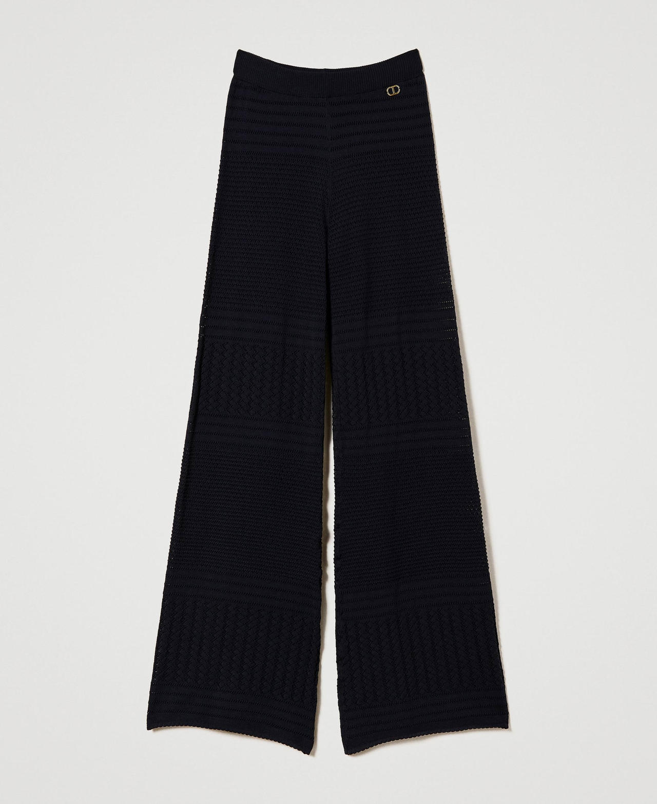 Pantaloni in maglia effetto crochet Donna, Nero | TWINSET Milano