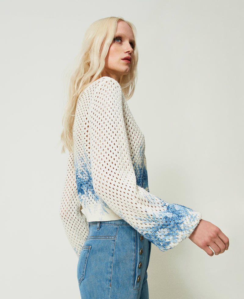 Mesh cardigan with floral print Woman, Patterned | TWINSET Milano