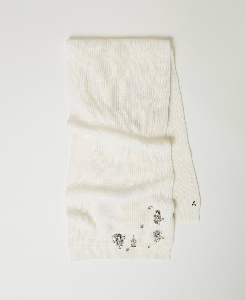 Scarf with embroidery and logo Woman, White | TWINSET Milano