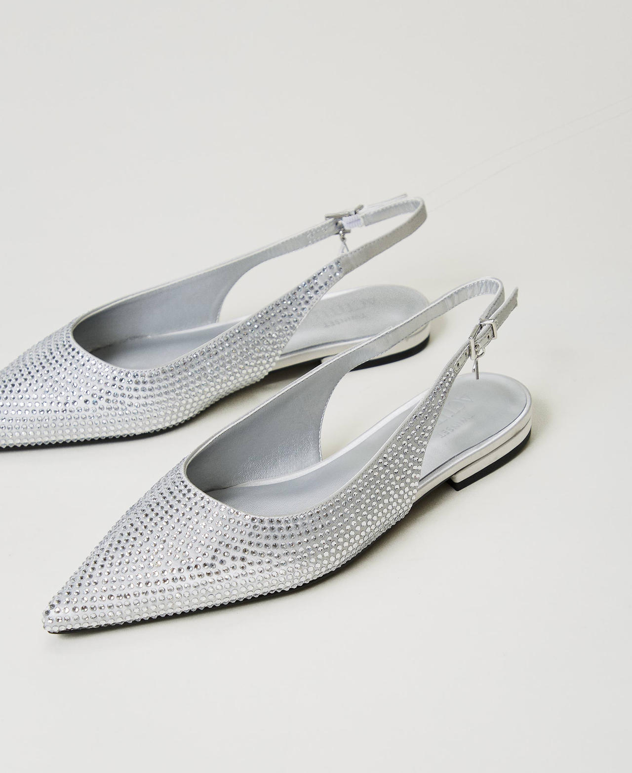 Ballerine sling back con strass Donna, Grigio | TWINSET Milano