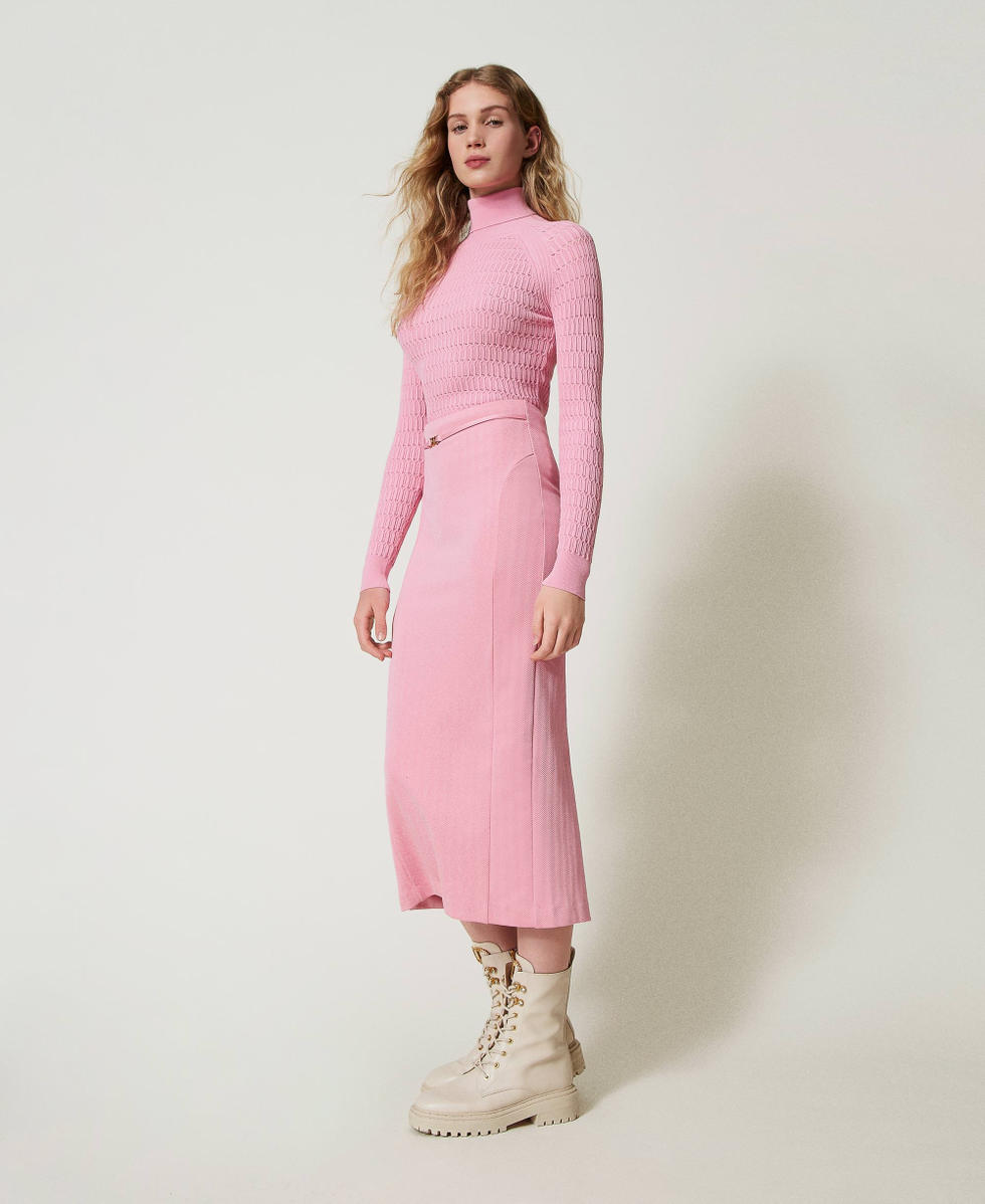 Jacquard scuba fabric skirt Woman, Pink | TWINSET Milano Jacquard scuba fabric skirt Woman, Pink | TWINSET Milano