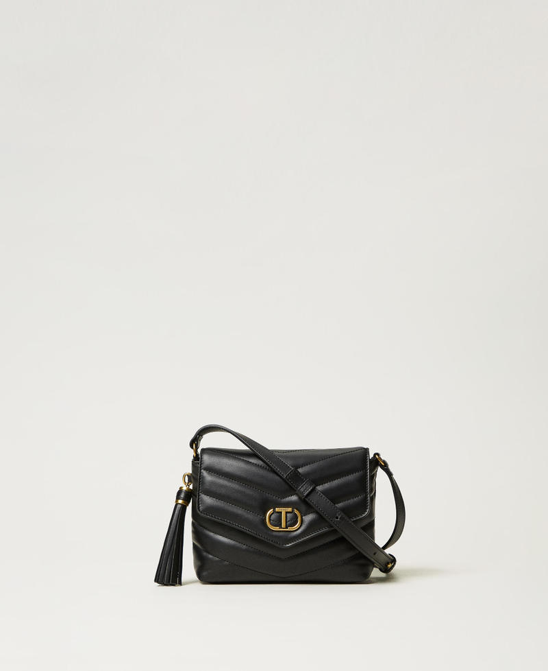 'Dreamy' small leather shoulder bag Woman, Black | TWINSET Milano