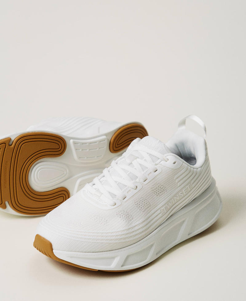 Baskets Fessura rayées avec logo Femme, Blanc | TWINSET Milano