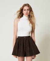 Taffeta balloon miniskirt Woman, Brown | TWINSET Milano