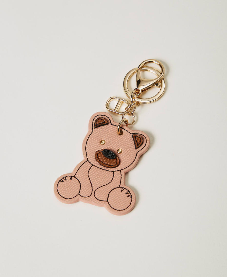 Teddy bear keyring with Oval T Woman, Pink | TWINSET Milano