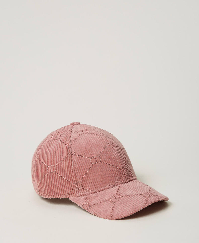 Cappello da baseball in velluto con Oval T Donna, Rosa | TWINSET Milano