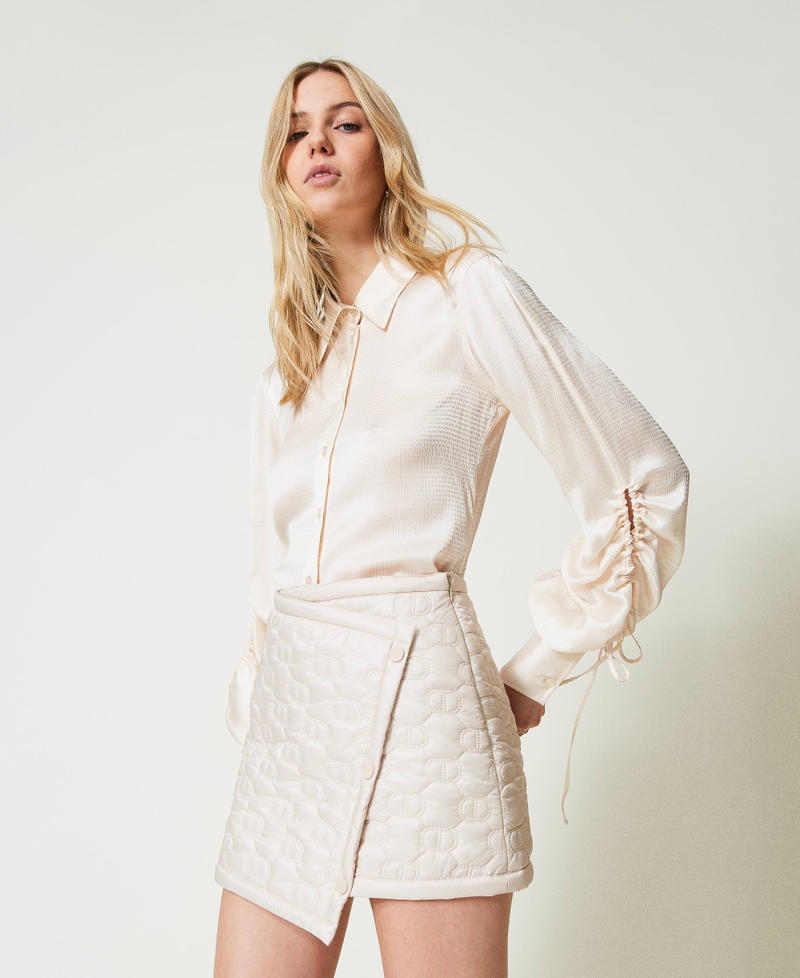 Minifalda pespunteada con Oval T Mujer, Blanco | TWINSET Milano