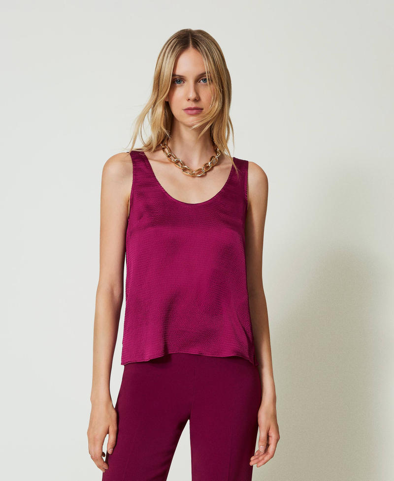 Top de raso martillado Mujer, Rojo | TWINSET Milano