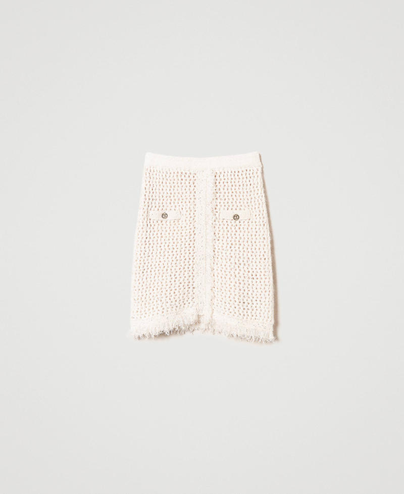 Jacquard knit mesh miniskirt Woman, White | TWINSET Milano