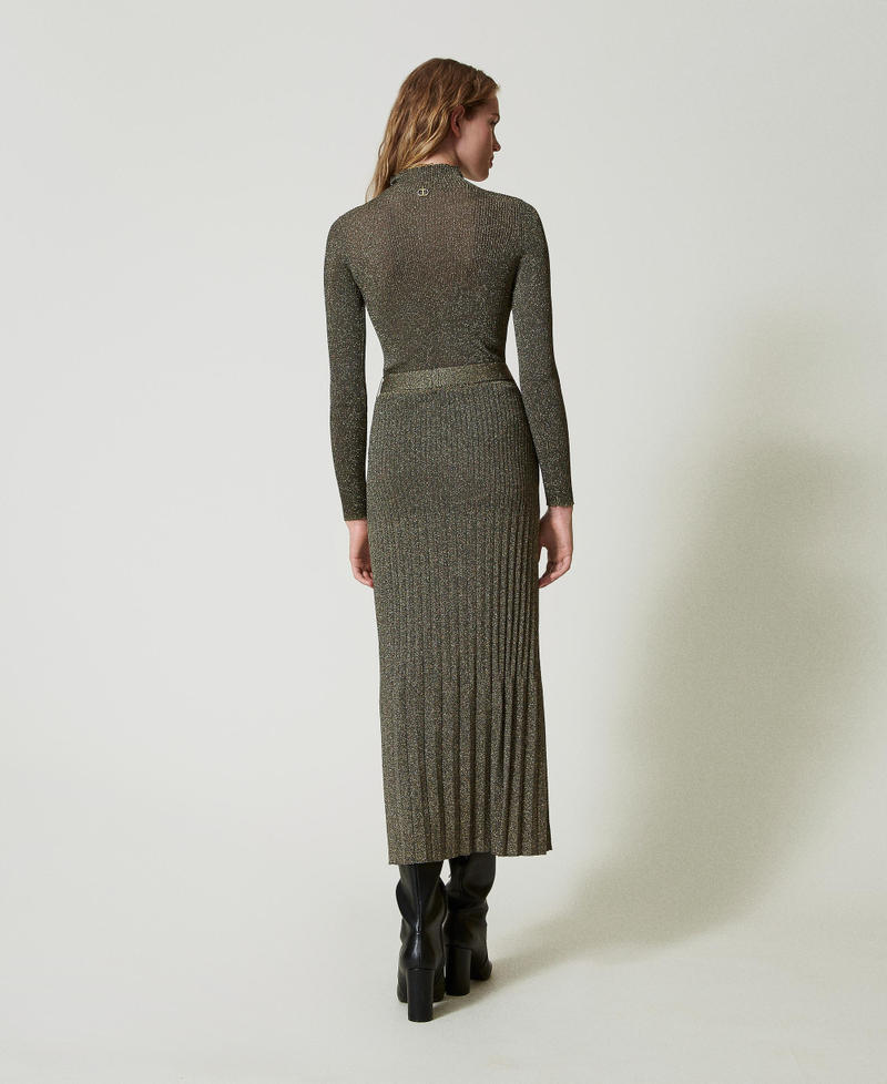 Knit midi skirt with lurex Woman, Grey | TWINSET Milano