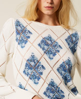 Diamond pattern jumper with floral print Woman, Patterned | TWINSET Milano