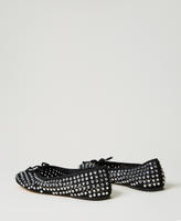 Ballet flats with all-over rhinestones Woman, Black | TWINSET Milano