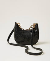 ‘Mini Croissant’ laminated bag Woman, Black | TWINSET Milano