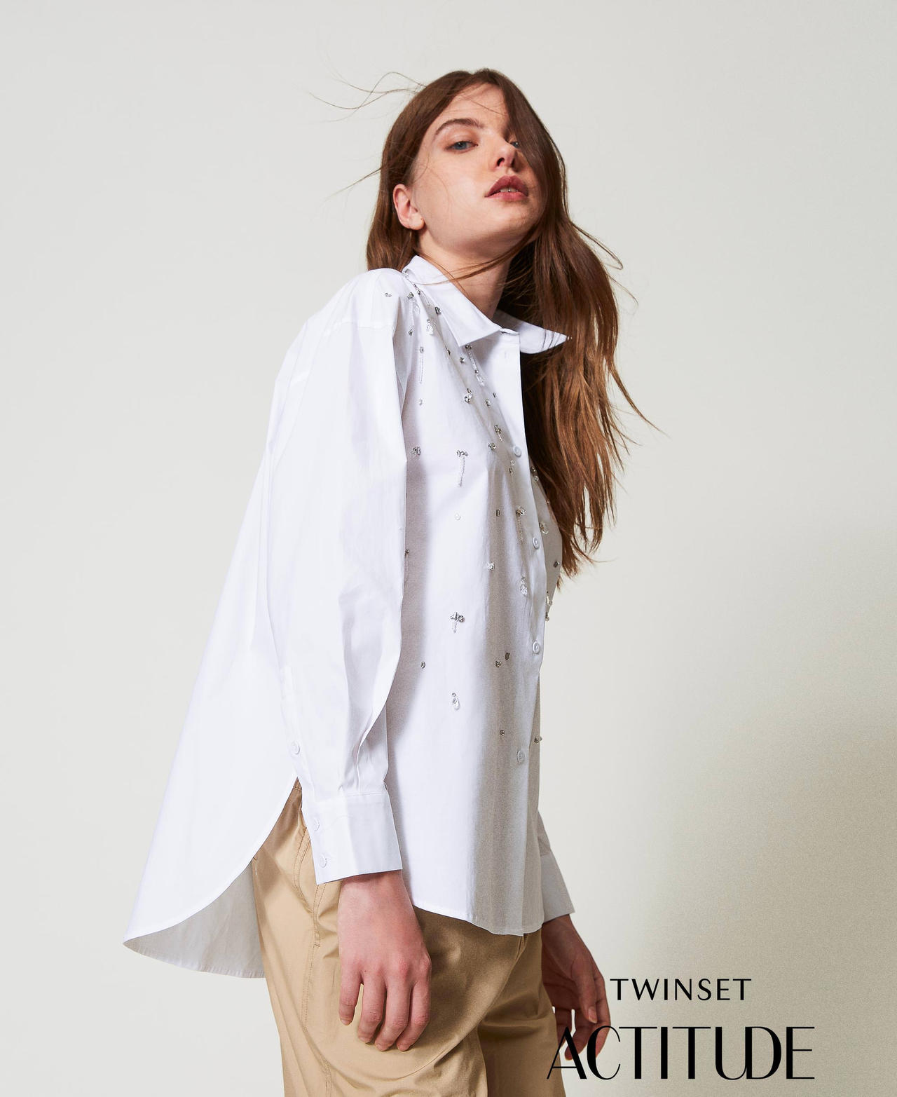 Shirt with hand embroidery Woman, White | TWINSET Milano