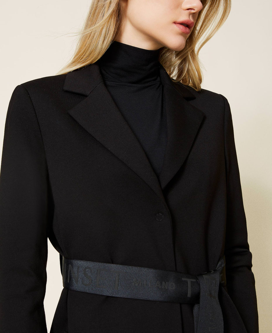 Cappotto con cintura logata Donna, Nero | TWINSET Milano