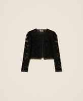 Tulle jacket with embroidery Woman, Black | TWINSET Milano